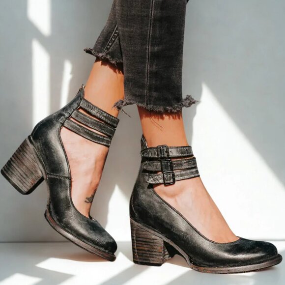 freebird | Shoes | Freebird Randi Black Distressed Leather Ankle Strap ...